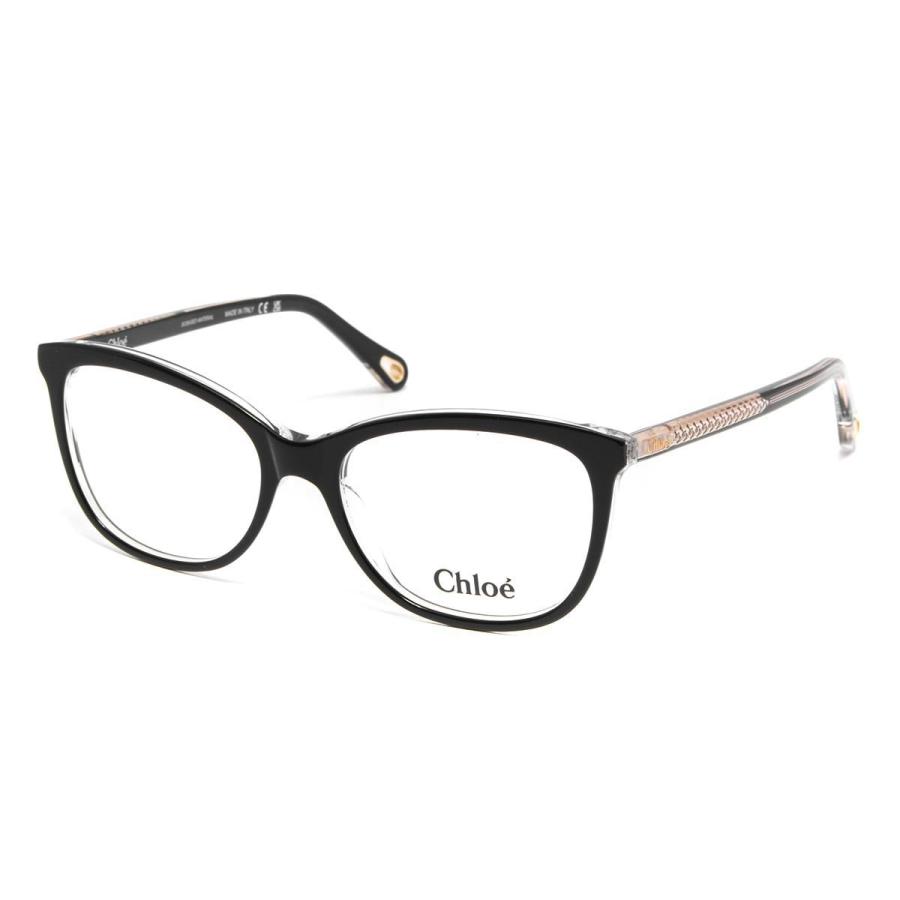 Chloe（クロエ） 伊達メガネ レディース ウェリントン UVカット ブラック&トランスペアレントクリア CH0013O 004 CHLOE ...