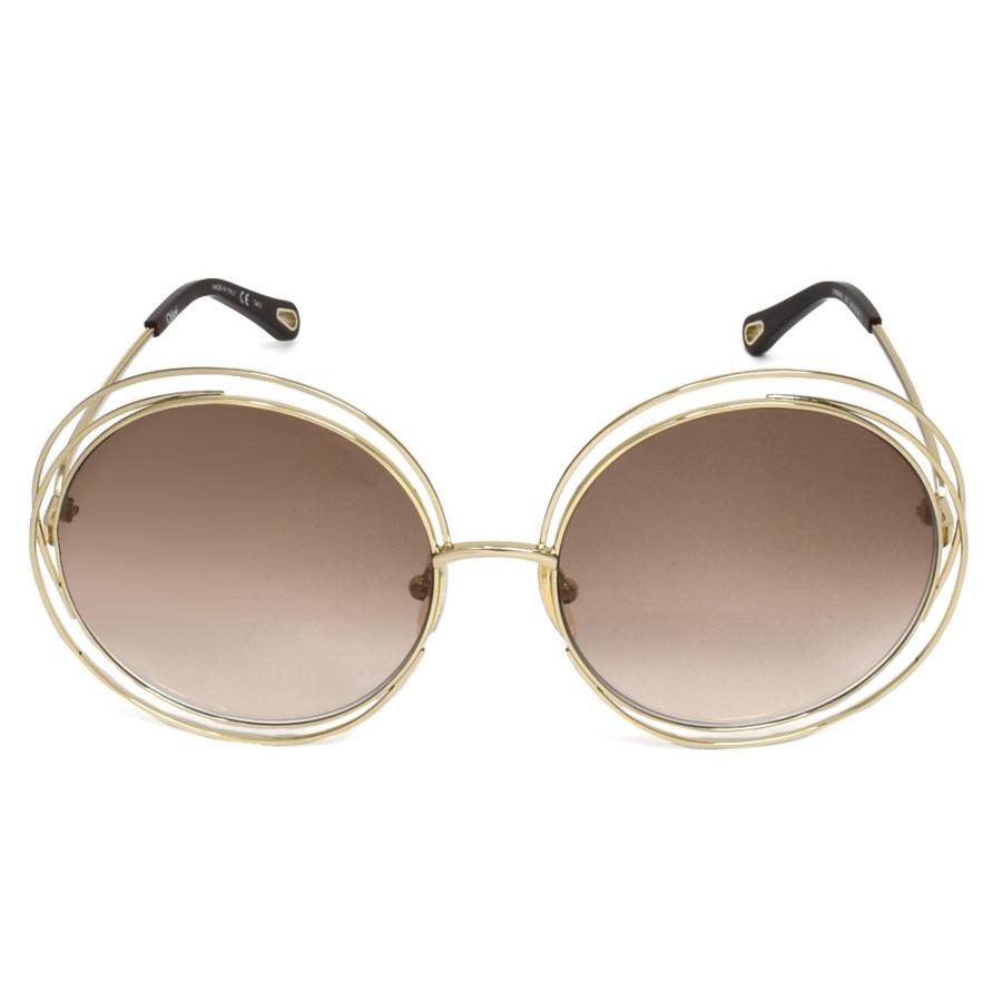 Chloe クロエ サングラス レディース カーリナ ラウンド UVカット ブラウングラデーション&ゴールド CH0045S 001 ...
