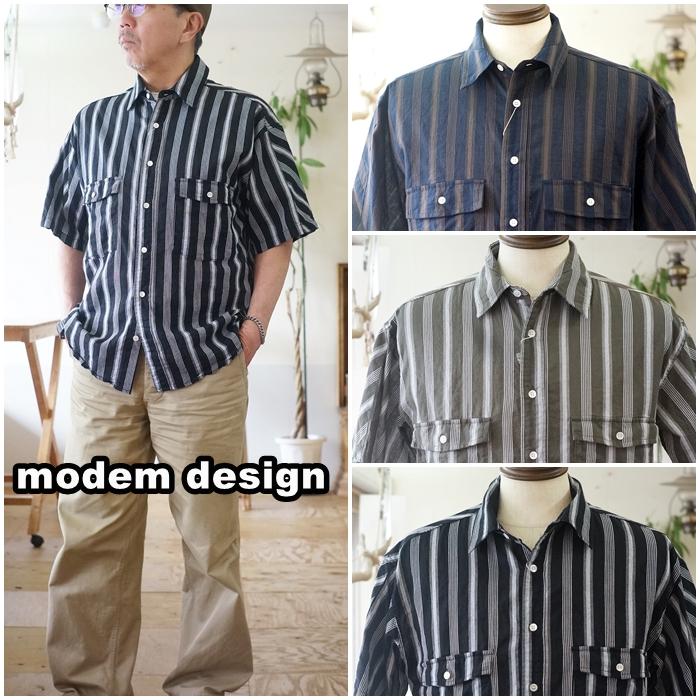 modem design modemdesign モデムデザイン fun ファン 半袖シャツ ストライプ 2501452 メンズシャツ : BLUELINE - 通販 - Yahoo!ショッピング