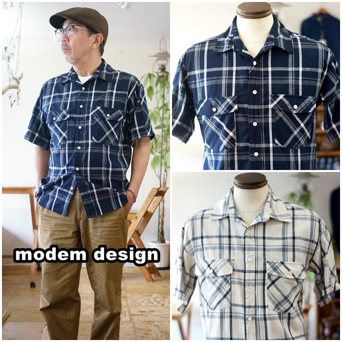 modem design modemdesign モデムデザイン 半袖シャツ チェック柄シャツ 2501453 : BLUELINE - 通販 - Yahoo!ショッピング
