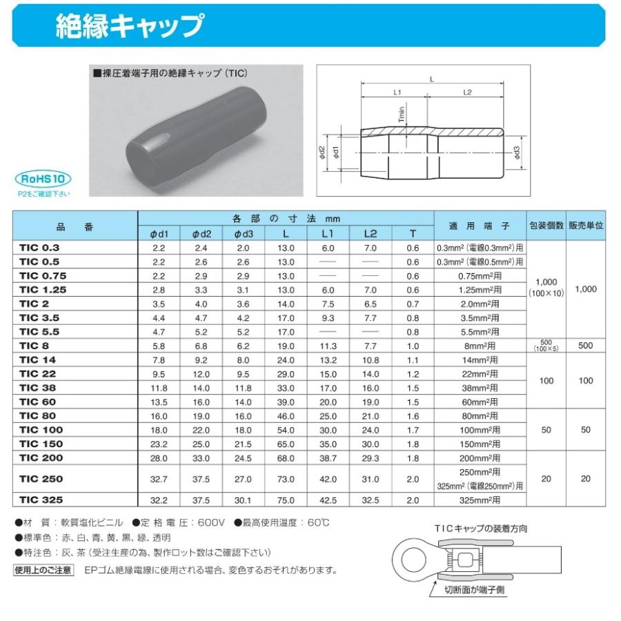 【電材用品】ニチフ端子工業 絶縁キャップ(TIC)30個入り LP TIC-8【580】 : tic-8 : bluepeter - 通販 ...