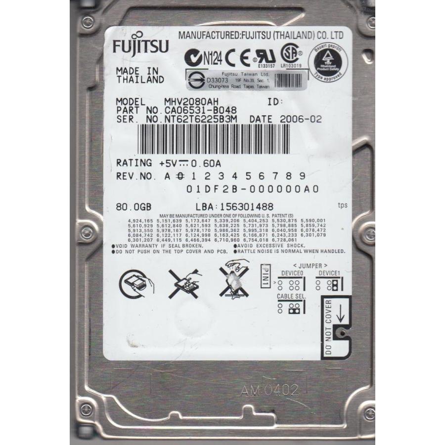 WD Green 【中古】 2.5インチ ノート用HDD 80GB FUJITSU IDE ハードディスク MHV2080AH 5400RPM ...