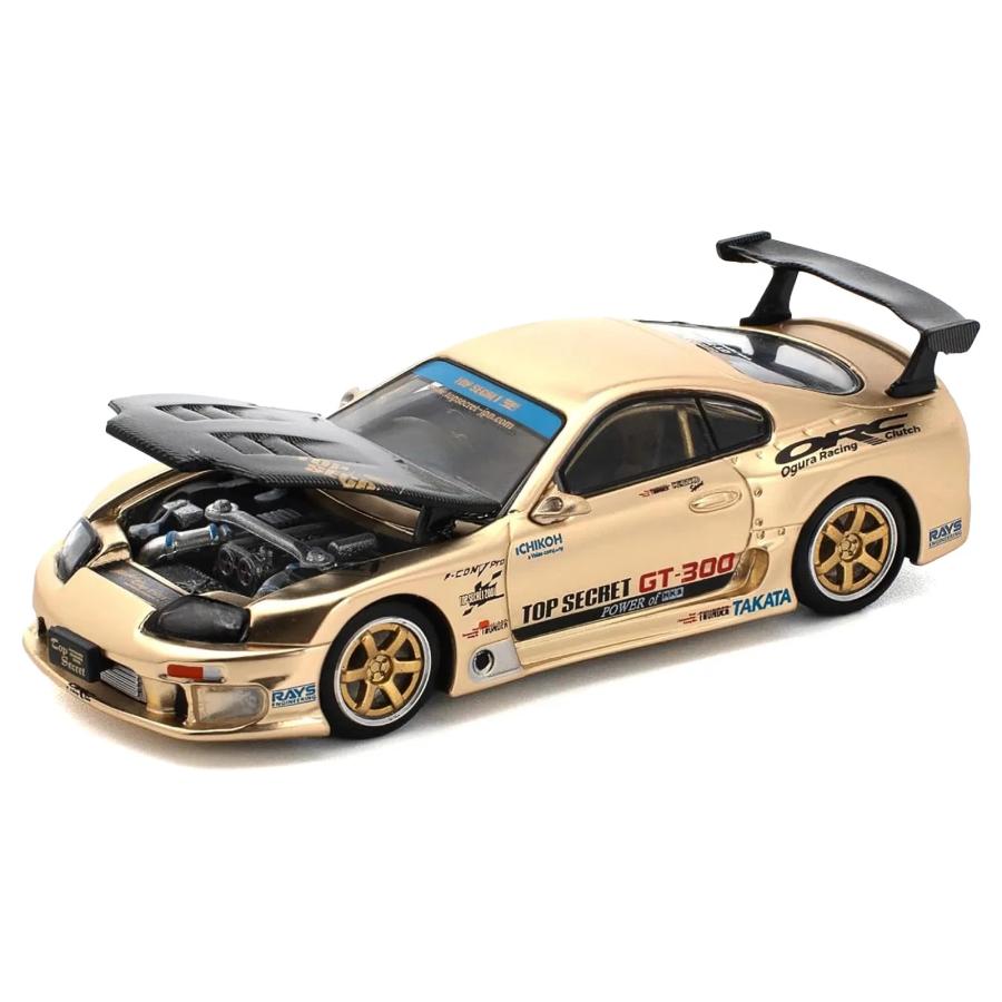 POP RACE 1/64 トップシークレット GT300 スープラ クロームゴールド カーボンフード Top Secret Supra ...