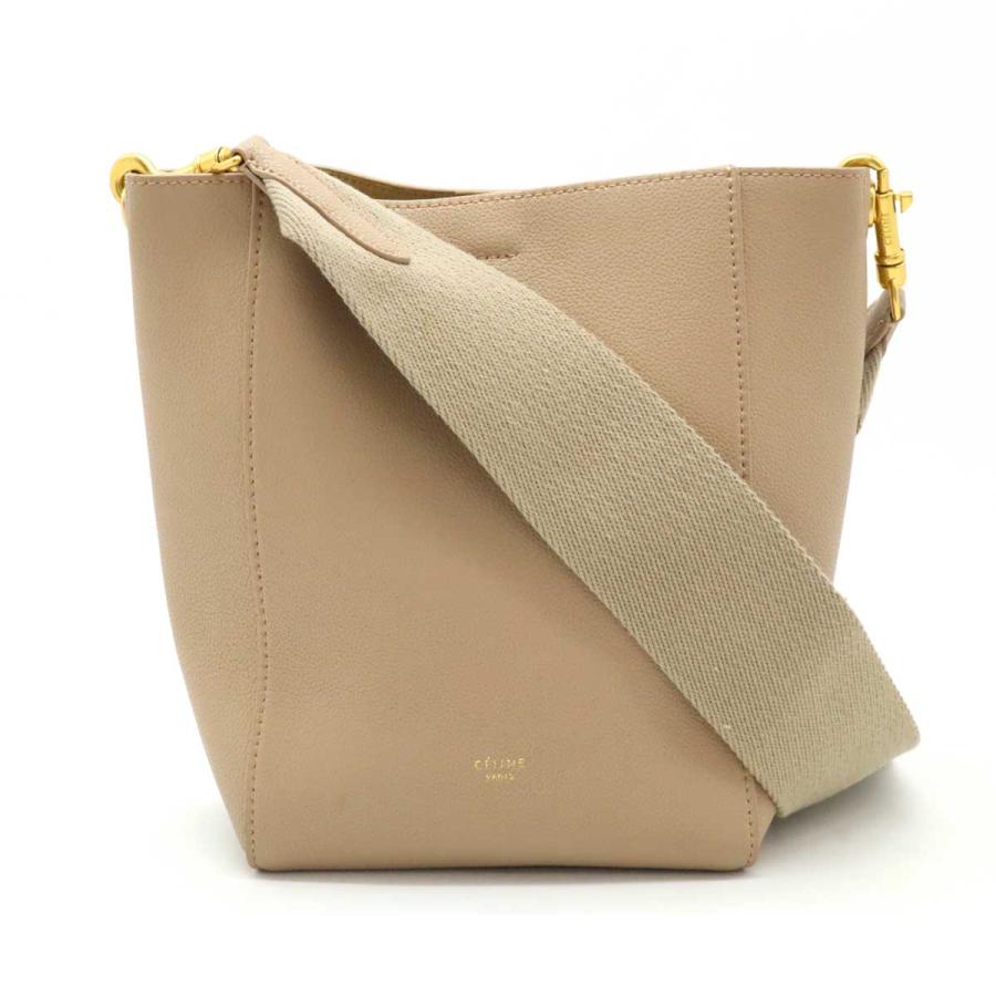 CELINE セリーヌ サングル バケットスモール ショルダーバッグ ワンショルダー セミショルダー 肩掛け レザー ベージュ ゴールド金具 189303 CELINE（セリーヌ） サングル バケットスモール ショルダーバッグ ワン