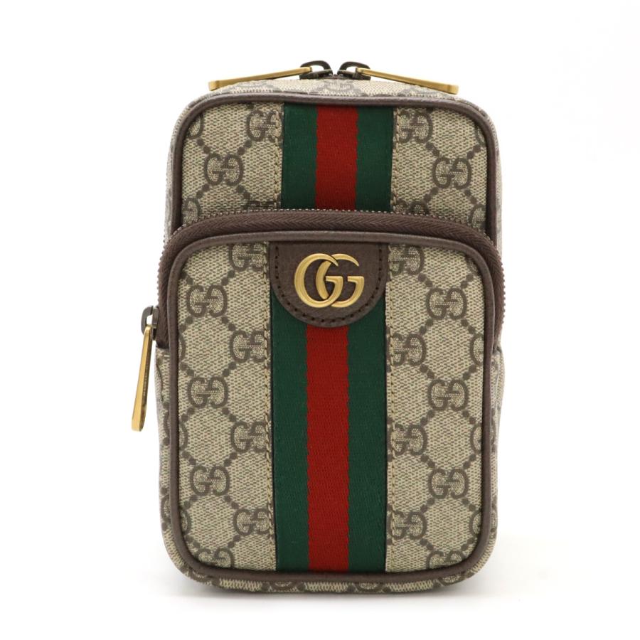 GUCCI グッチ オフィディア GGスプリーム ミニバッグ ボディバッグ ショルダーバッグ シェリーライン PVC ベージュ ブラウン ...