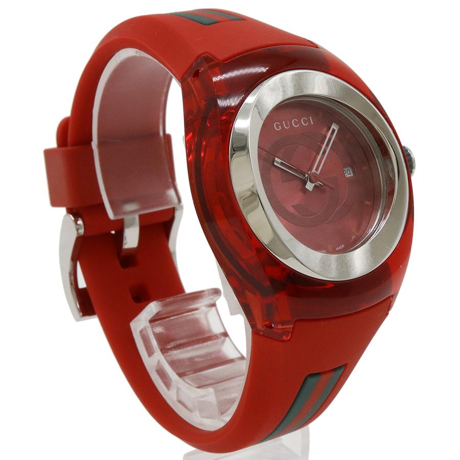 GUCCI グッチ シンク レッド文字盤 SS ラバー インターロッキングG シェリー レディース クォーツ QZ 腕時計 YA137303 137.3 : Blumin - 通販 ...