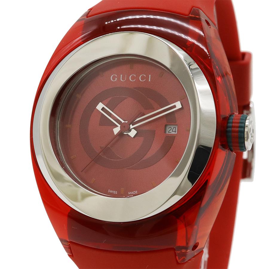 GUCCI グッチ シンク レッド文字盤 SS ラバー インターロッキングG シェリー レディース クォーツ QZ 腕時計 YA137303 137.3 : Blumin - 通販 ...