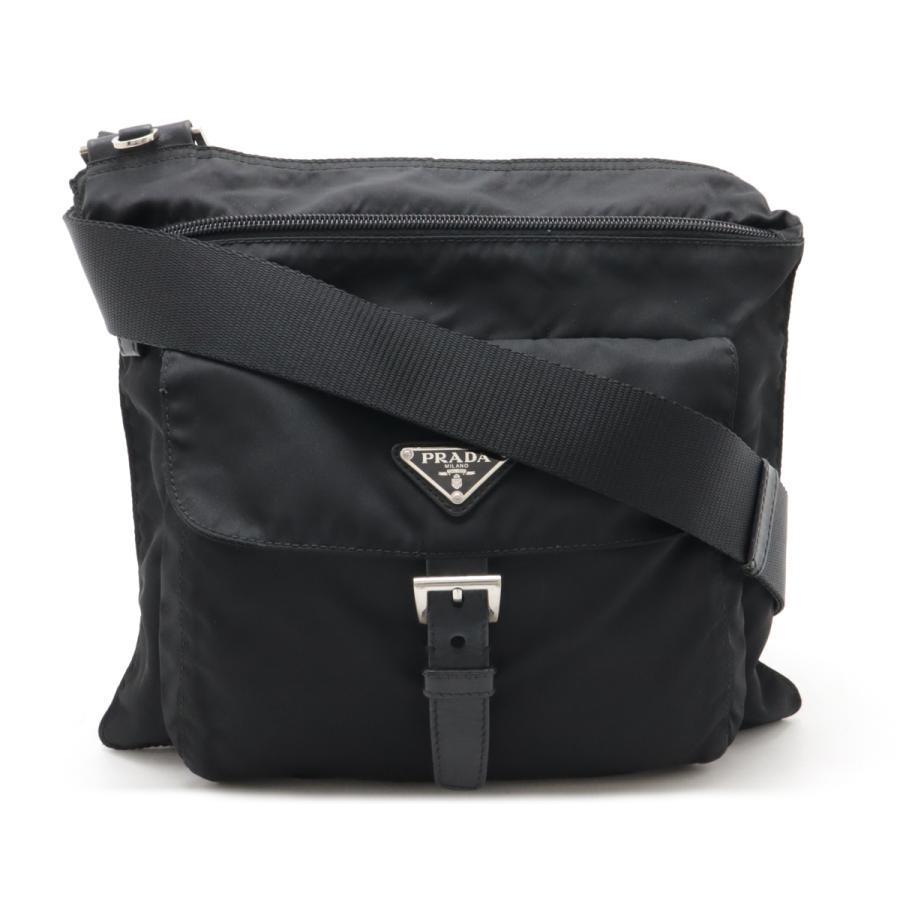 PRADA プラダ ショルダーバッグ 斜め掛け マチなし ナイロン レザー NERO 黒 ブラック シルバー金具 BT0573 : Blumin - 通販 - Yahoo!ショッピング