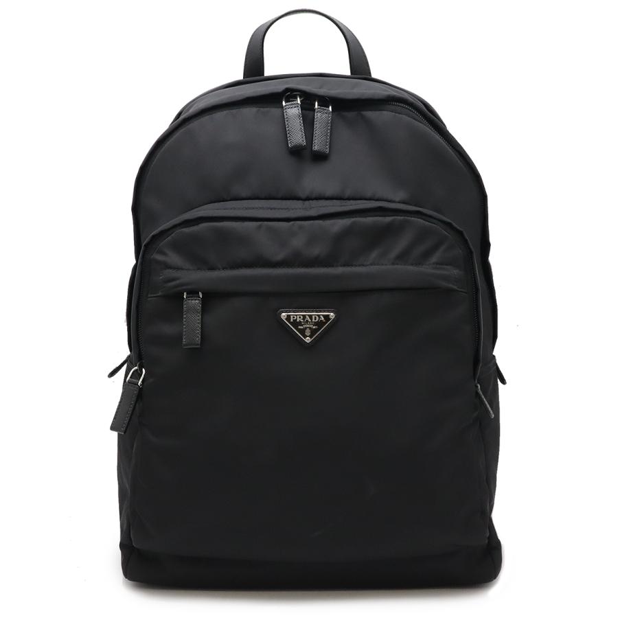 PRADA プラダ トライアングルロゴ バックパック リュックサック デイパック ナイロン レザー NERO 黒 ブラック シルバー金具 2VZ048 : Blumin - 通販 ...