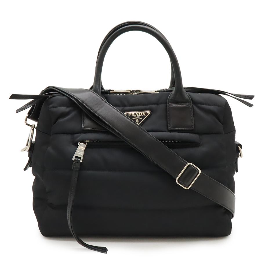 PRADA プラダ ボンバー ハンドバッグ トートバッグ 2WAY ショルダーバッグ ナイロン レザー NERO ブラック 黒 シルバー金具 1BB024 PRADA（プラダ） ボンバー ハンドバッグ トートバッグ 2WAY ショルダー
