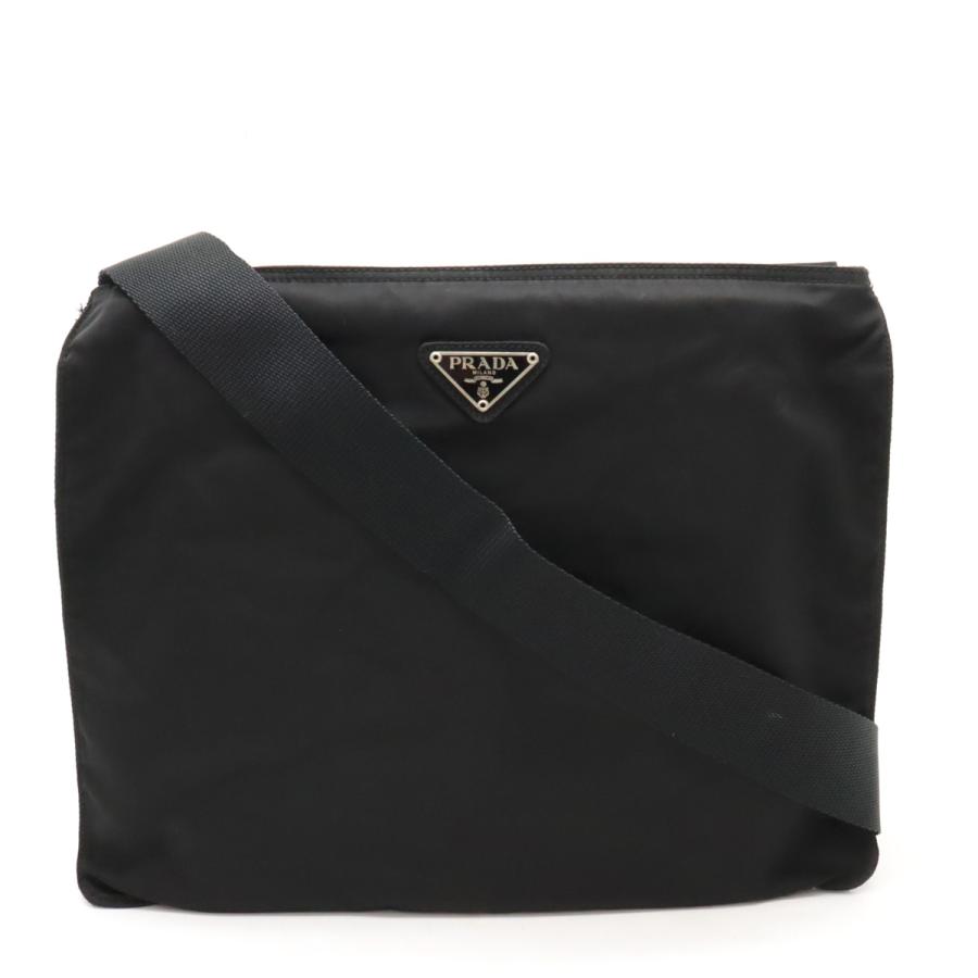 PRADA プラダ ショルダーバッグ 斜め掛け マチなし ナイロン レザー NERO 黒 ブラック シルバー金具 B7338 : 22451004 : Blumin - 通販 - Yahoo ...