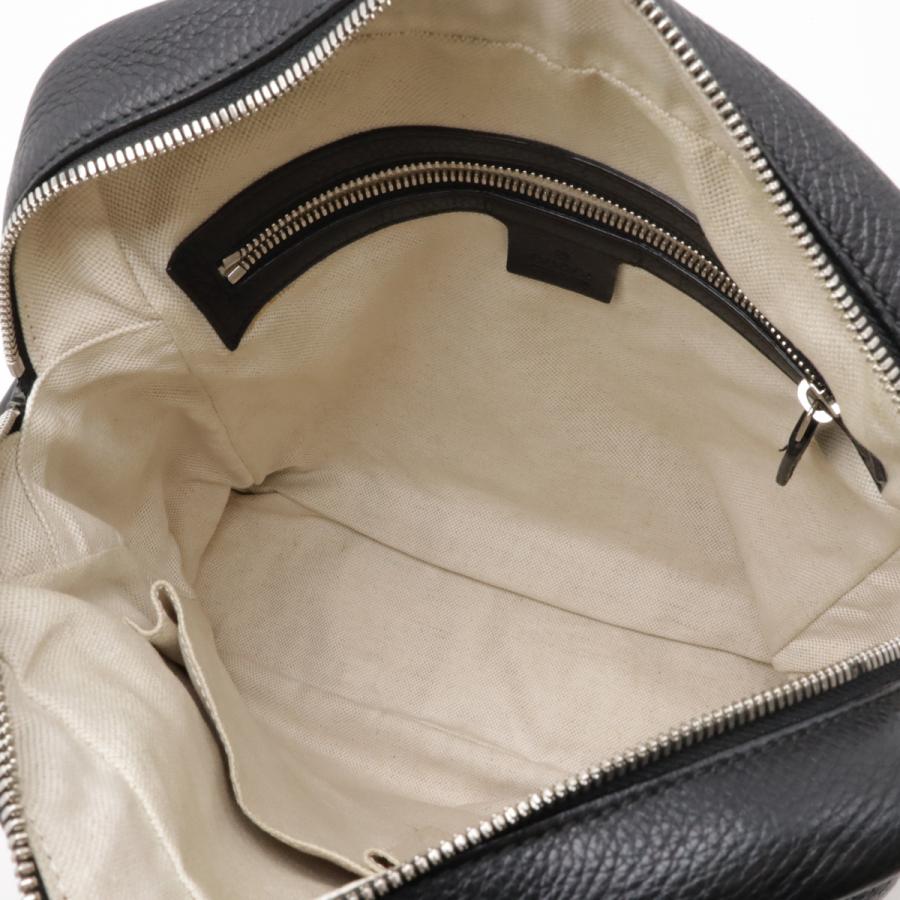 GUCCI グッチ インターロッキングG ショルダーバッグ 斜め掛け レザー ブラック 黒 シルバー金具 : 22471007 ...