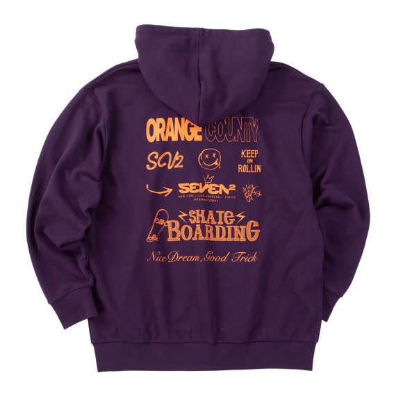 大きいサイズ メンズ SEVEN2 裏毛 フルジップ パーカー パープル 1268-5302-1 3L 4L 5L 6L 8L 大きいサイズ メンズ SEVEN2 裏毛 フルジップ パーカー パープル 1268