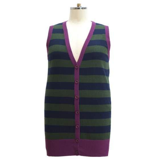 大きいサイズ TORRID ロングニットベスト ネイビー×グリーン 2001-1655-1 18 22 26 : 大きいサイズの店ビッ ...