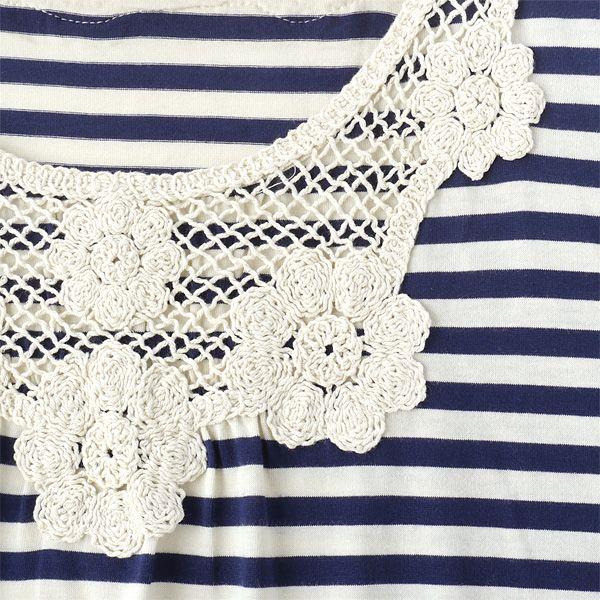 大きいサイズ レディース 3L・4L・5L・6L LUI JANNE モチーフレース付きボーダーTシャツ ネイビー 405-363-9-106 ...