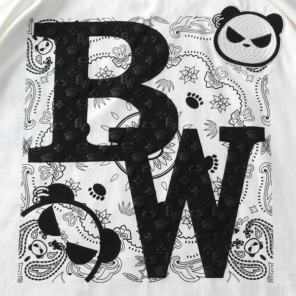 大きいサイズ メンズ B/W-PDJ RELAX ペイズリー柄 刺繍 プリント 半袖
