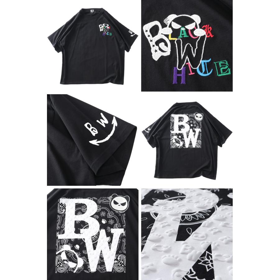 大きいサイズ メンズ B/W-PDJ RELAX ペイズリー柄 刺繍 プリント 半袖