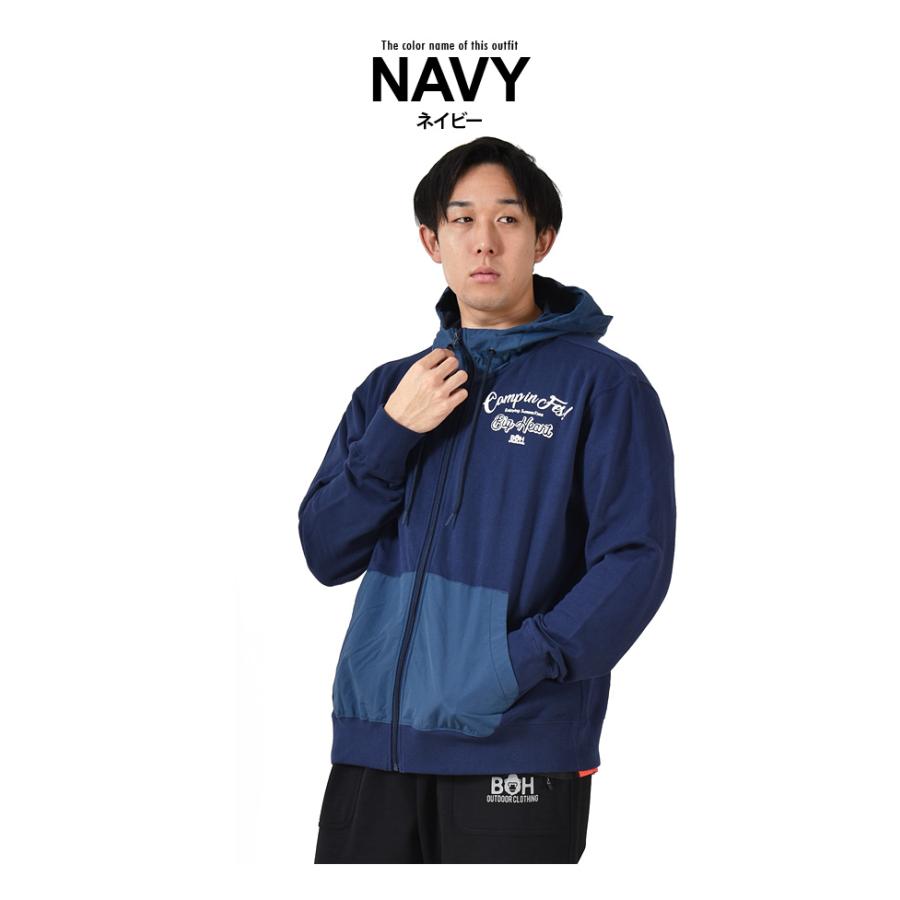 BH 大きいサイズ メンズ ビィエイチ ワッペン付き フルジップ パーカー