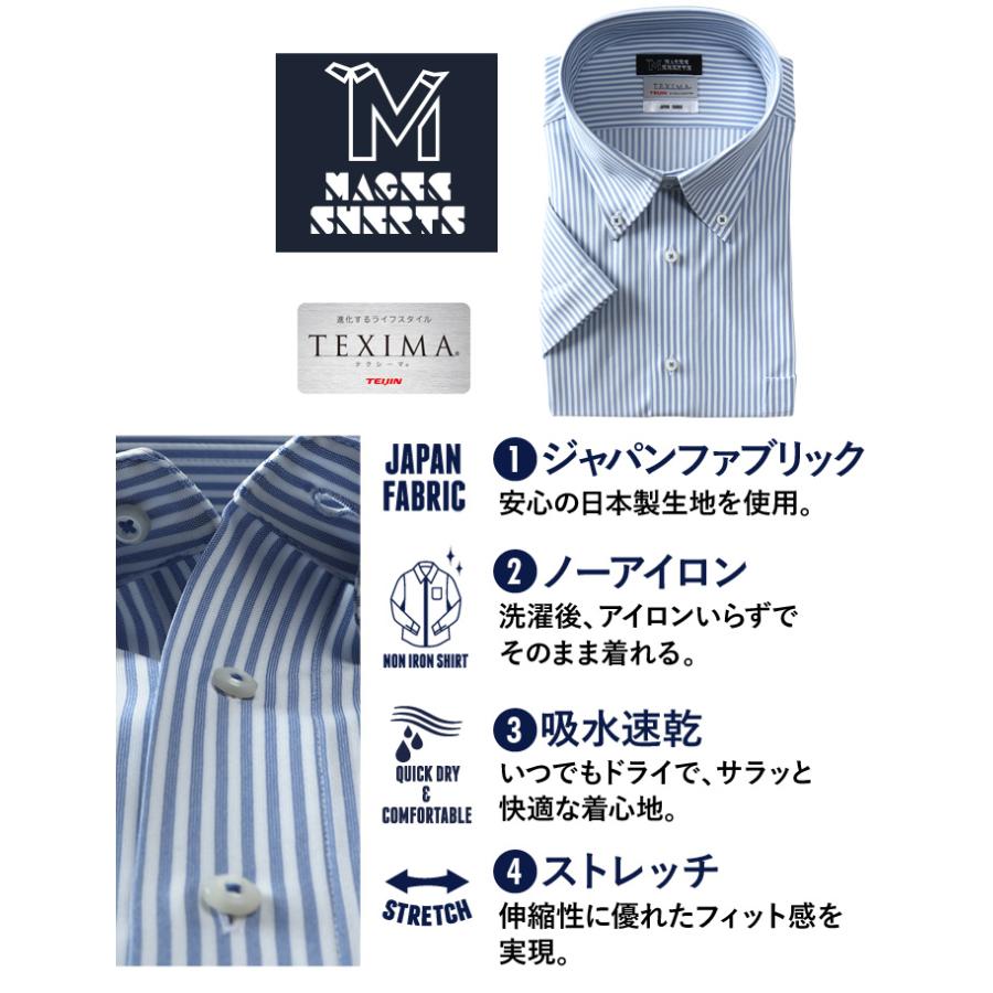 【2点購入で10,980円（税込）】 大きいサイズ メンズ MAGIC SHIRTS × TEXIMA ノーアイロン 半袖 ニット ワイシャツ ...