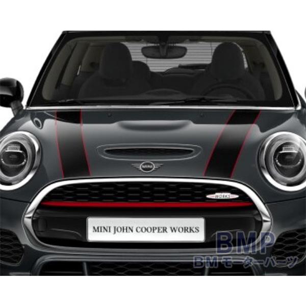 BMW MINI 純正 F55 F56 F57 John Cooper Works ボンネット ストライプ ブラック レッド 左右セット ...