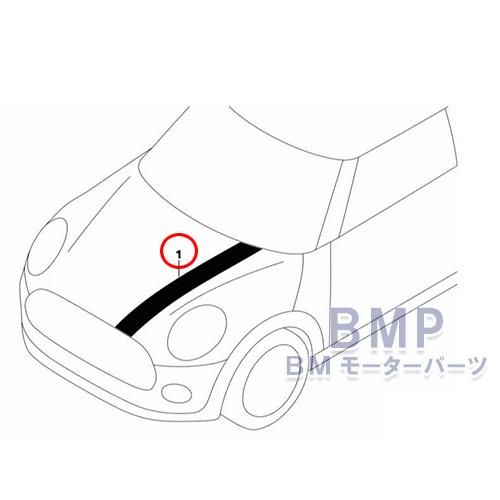 BMW MINI 純正 F55 F56 F57 John Cooper Works ボンネット ストライプ ブラック レッド 左右セット ...