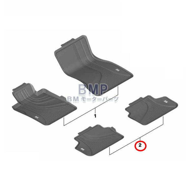 BMW 純正 G30 G31 F90 5シリーズ 左ハンドル リア用 ラバーマット オールウェザーフロアマット : 51472414219 ...