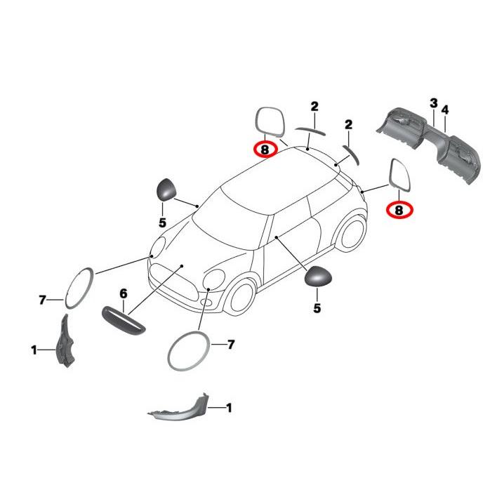 BMW MINI F56 F55 F57 3 DOOR 5 CONVERTIBLE 用 テール ライト リング ブラック ライン セット ...