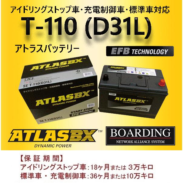 バッテリー T110L D31L アトラス ハンコック 95D31L 105D31L 115D31L アイドリングストップ車 EFB SE 充電制御車 : atlasbx ...