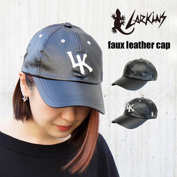 LARKINS ラーキンス フェイクレザー キャップ ロゴ トカゲ ステッチ ユニセックス かっこいい メンズ おしゃれ プチプラ ...