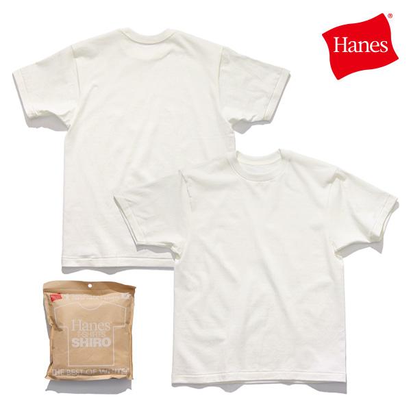 Hanes ヘインズ【Hanes】SHIRO クルーネックTシャツ 25SS T-SHIRTS SHIRO Tシャツ 半袖 コットン トップス メンズ ホワイト シロ 白 無地 タグレス ...