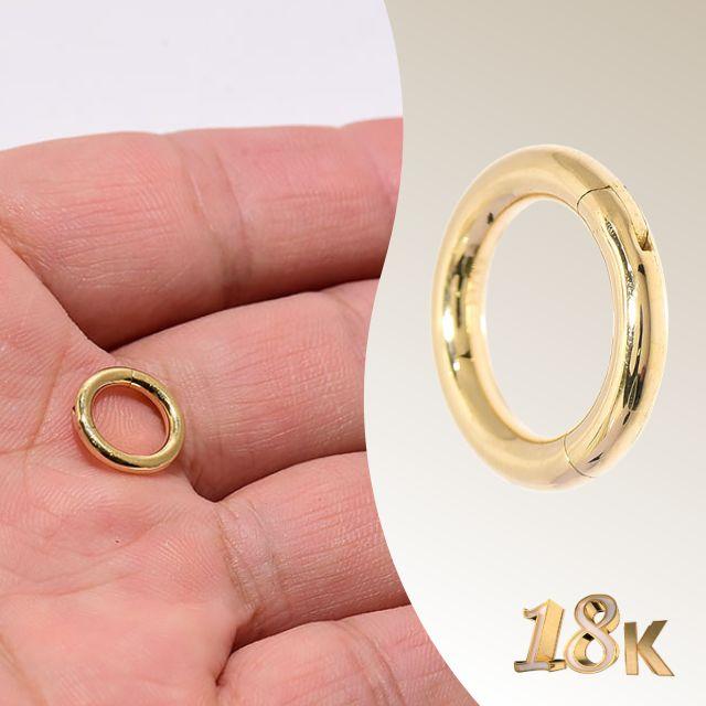 K18 12G 18金ゴールド イエローゴールド 内径8mm 18K 金属アレルギー対応 セグメントリングピアス クリッカー リングピアス ゴールドピアス :1000F131:BodyWell ...