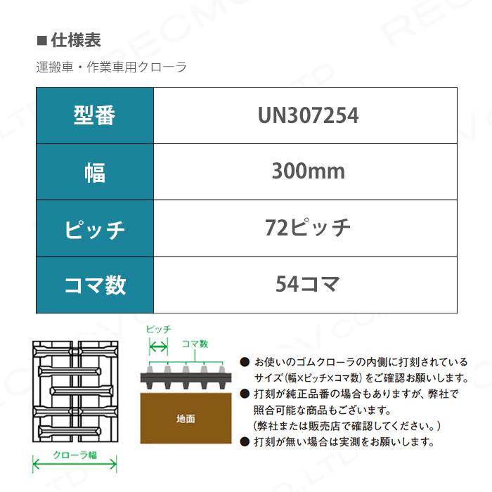 法人宛のみ宅配可 運搬車・作業車用クローラ 300mm幅×72ピッチ コマ数54 [UN3072] UN307254 1本 : ボクらの農業 ...