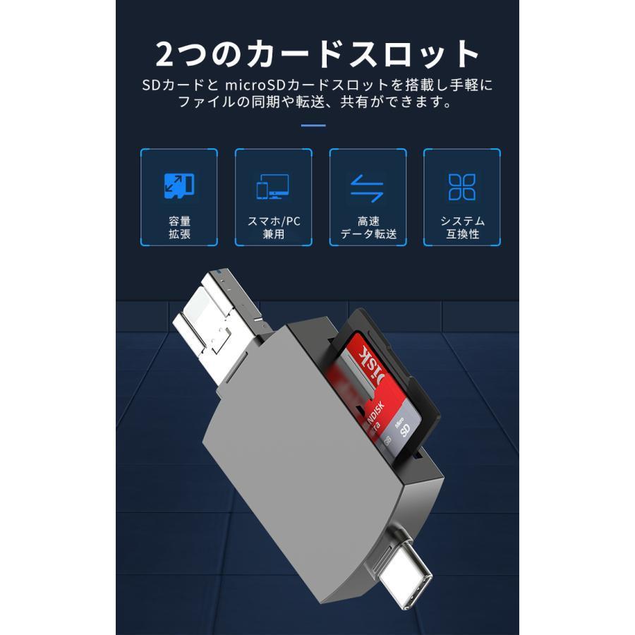 SDカードリーダー iPhone USB Type-C 高速データ転送 SDカード microSDカードリーダー OTG機能 マルチカードリーダー USB3.0 タイプC iPad PC ...