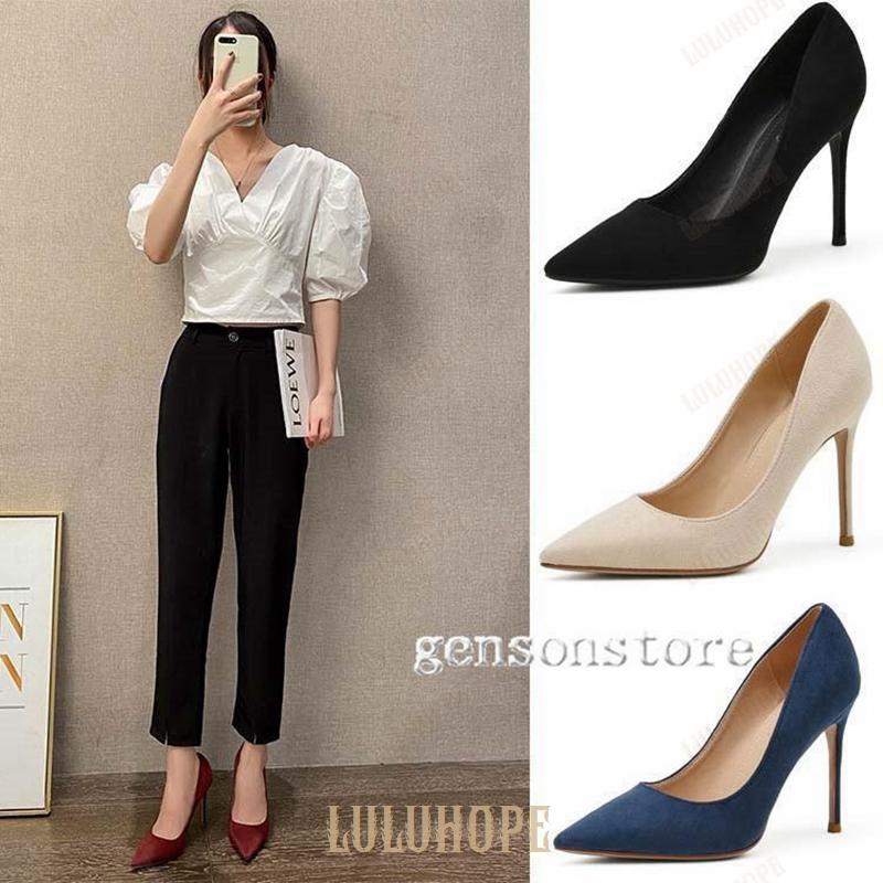 6cm/8cm/10cm ヒール ポインテッドトゥ 美脚パンプス スエード ピンヒール レディース ハイヒール 結婚式 二次会 パーティ 披露宴 オフィスOL :lulu-7wy608:ビー ...