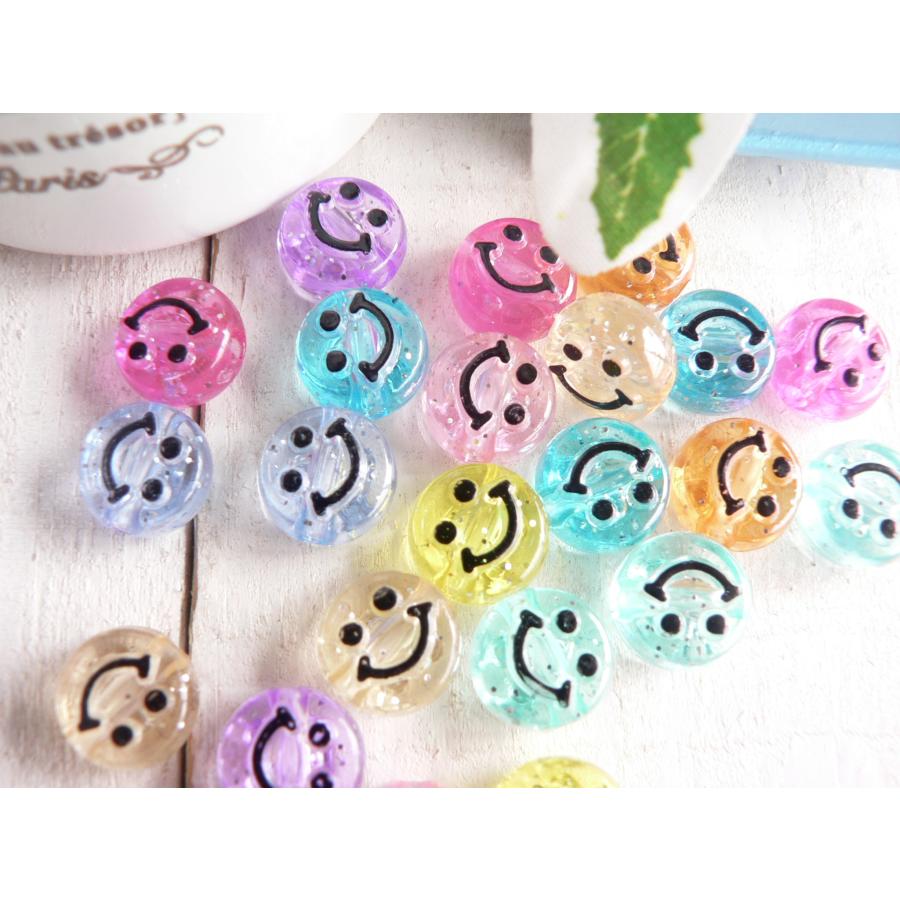 ビーズ スマイル カラフル キラキラ 20個 #3653 : ブーブーハウス Yahoo!店 - 通販 - Yahoo!ショッピング