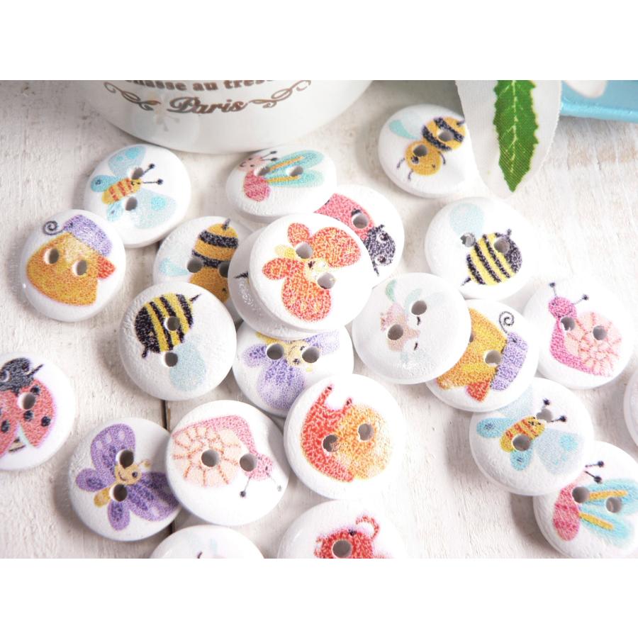 ボタン 15mm 木のボタン ボタン はち てんとう虫 ちょうちょ など 手芸 7個 #1243 : ブーブーハウス Yahoo!店 - 通販 - Yahoo!ショッピング