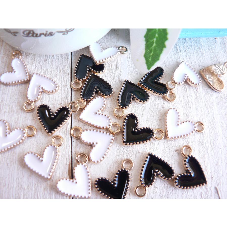 チャーム ハート 白黒 10個入 （＃2829） 手芸 パーツ ハンドメイド 材料 : ブーブーハウス Yahoo!店 - 通販 - Yahoo!ショッピング