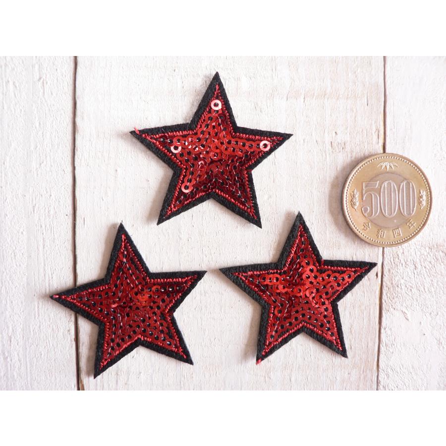 ワッペン 星 ♪3枚セット♪ 赤 レッド とんがり スパンコール ほし スター アイロンワッペン ＃1458 : ブーブーハウス Yahoo!店 - 通販 - Yahoo!ショッピング