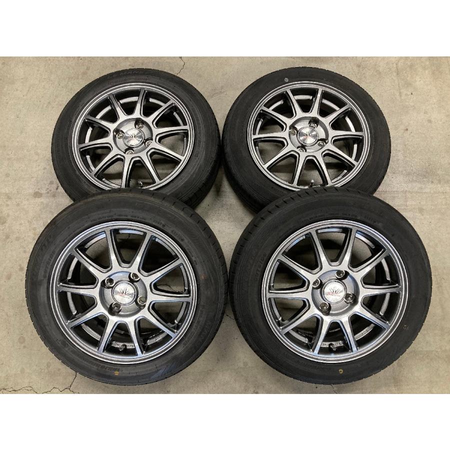 6567 良品 2020年製 ダンロップ ルマン5 155/65R14 LOXARNY ワゴンR タント ムーヴ N-BOX 等 14インチ 5.5J +42 4穴 100 アルミホイール ...