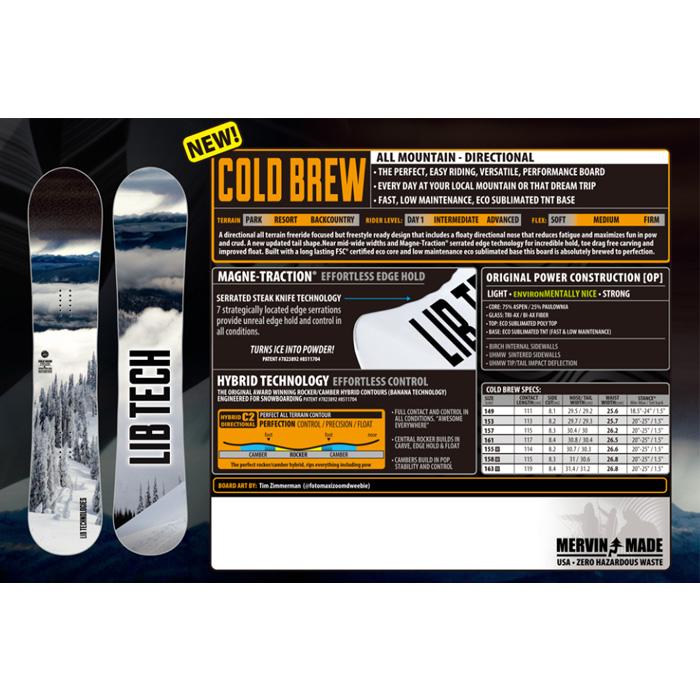 スノーボード 板 24-25 LIBTECH リブテック COLD BREW コールド ブリュー フリーライド パウダー スノボ 日本正規品 ...