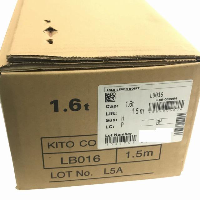 KITO ☆未使用品☆KITO キトー レバーブロック L5型 LB016 荷重1.6t/1.6トン 揚程1.5m レバーホイスト ガッチャ 荷揚げ機 荷締め : 工具販売専門店 ...