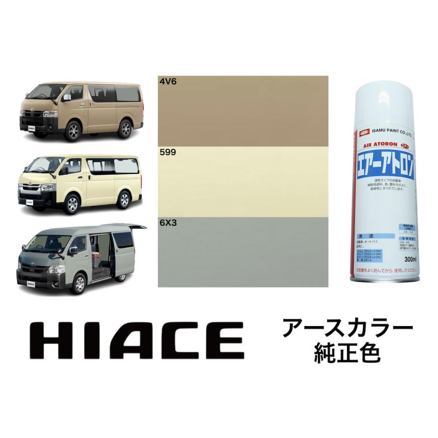 トヨタ ハイエース アースカラー 純正色 スプレー塗料 徳用5本セット [4V6] [599] [6X3] ボディカラー カラーコード カラー ...