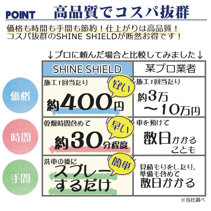 SHIELD（Pit-Life） 洗車 親水 コーティング剤 SHINE SHIELD Hydrophilic 超親水コーティング 200ml | マイクロファイバークロス 付き ツヤ ...