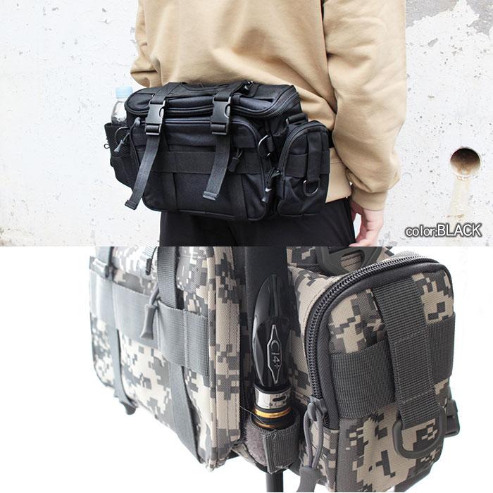 フィッシングバック 釣り バッグ 3way 防水 大容量 多機能 ショルダーバッグ ウエストバッグ ランガンバッグ タックルバッグ エギングバッグ ロッドホルダー : Bospelino 革 ...