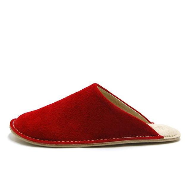 和所谷 リーラ ヤマトトコロタニ ベロアレザー ルームシューズ 高級 スリッパ 来客用 Reela メンズ レディース 日本製 本革 レッド ...
