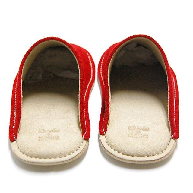 リーラ ヤマトトコロタニ ベロアレザー ルームシューズ 高級 スリッパ 来客用 Reela メンズ レディース 日本製 本革 レッド ...