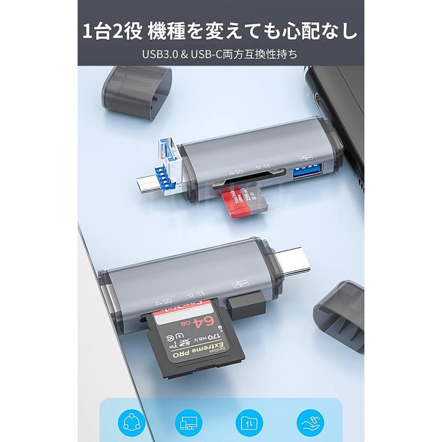 [BOEN]SD カードリーダー 3in1 Type-C/Micro usb/USB メモリカードリーダー SD TF USB カメラアダプタ ...