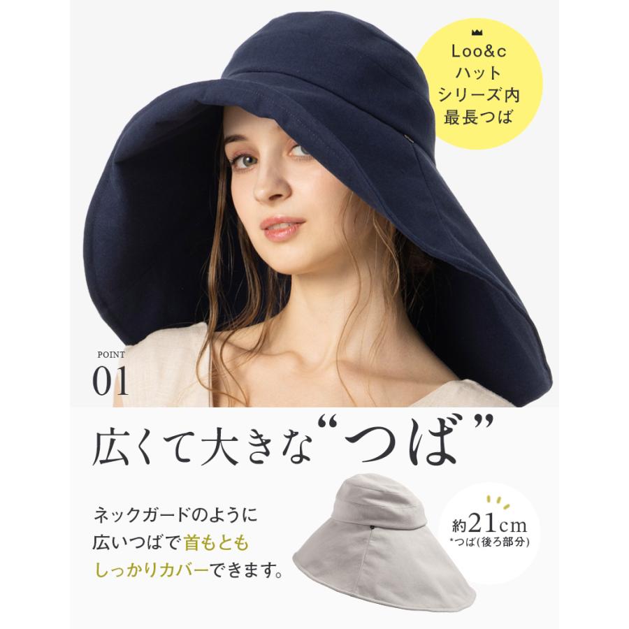 Loo＆c 帽子 レディース 大きいサイズ 完全遮光 遮光100％ UVカット つば広 折りたたみ 日よけ 春 夏 春夏 母の日 おすすめ UV あご紐で飛ばない 56-63cm 小顔効果 ...