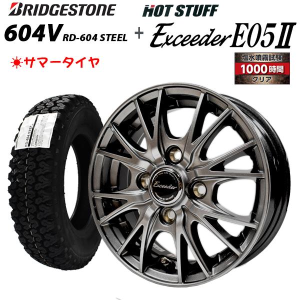 BRIDGESTONE 2025年製造 ブリヂストン 604V 145/80R12 80/78N ＆ エクシーダー E05 II サマータイヤ+アルミホイール4本セット : バワーズ ...