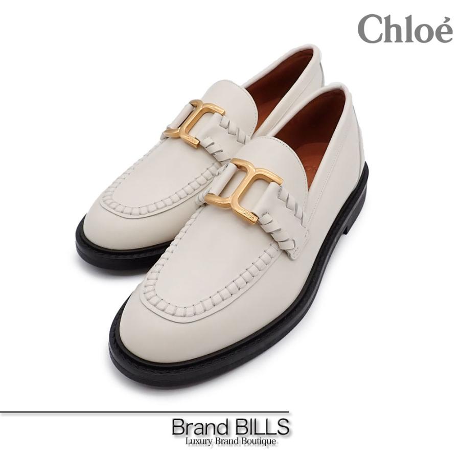 Chloe 未使用品 Chlo’e クロエ ローファー オックスフォード レディース ローヒール アイボリー ゴールド金具 ＃37 24cm : BrandBILLS Yahoo!ショップ ...